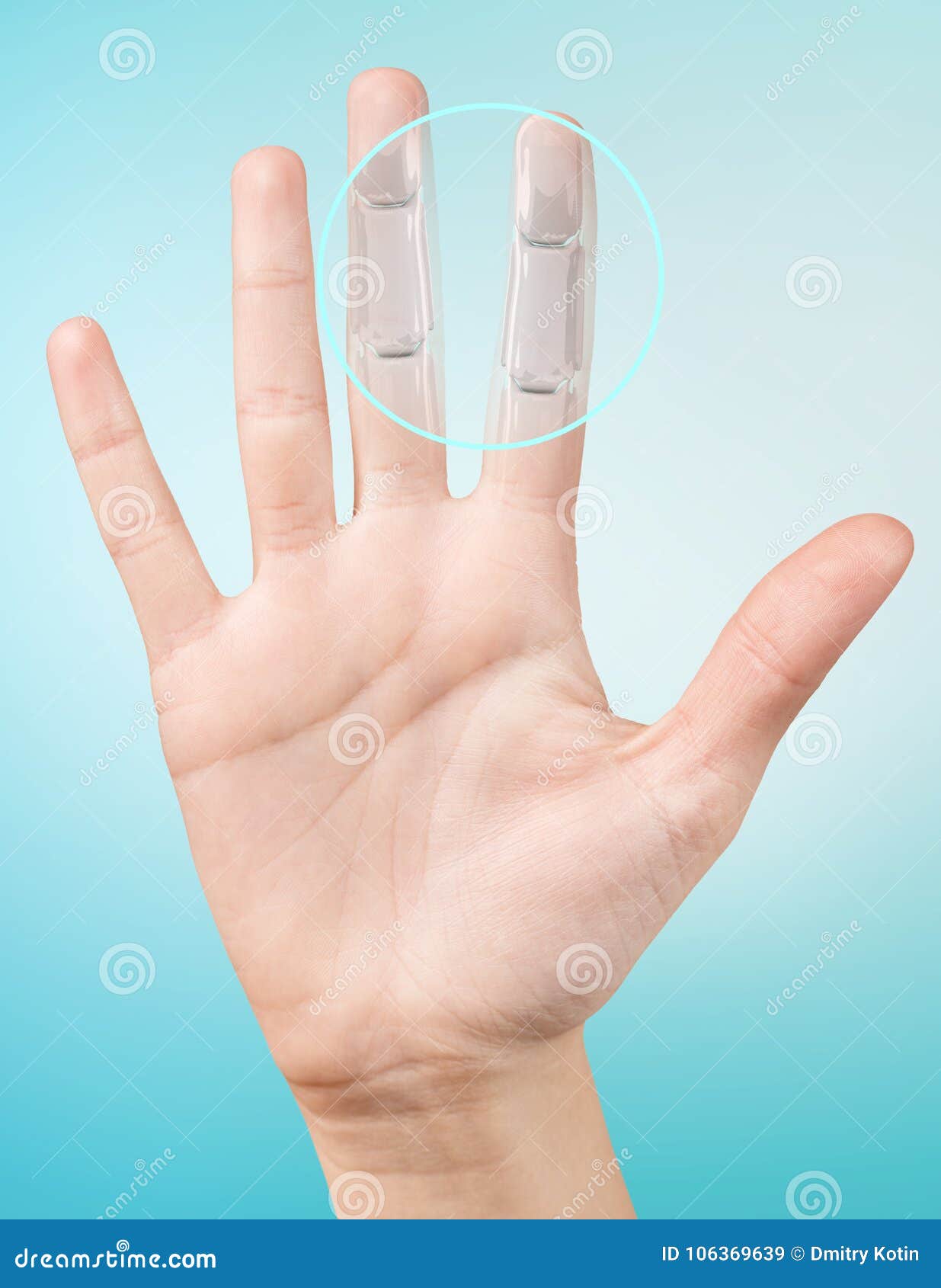Robot Hand Inside Human Hand. Hand Prosthesis Concept Stock Image ...