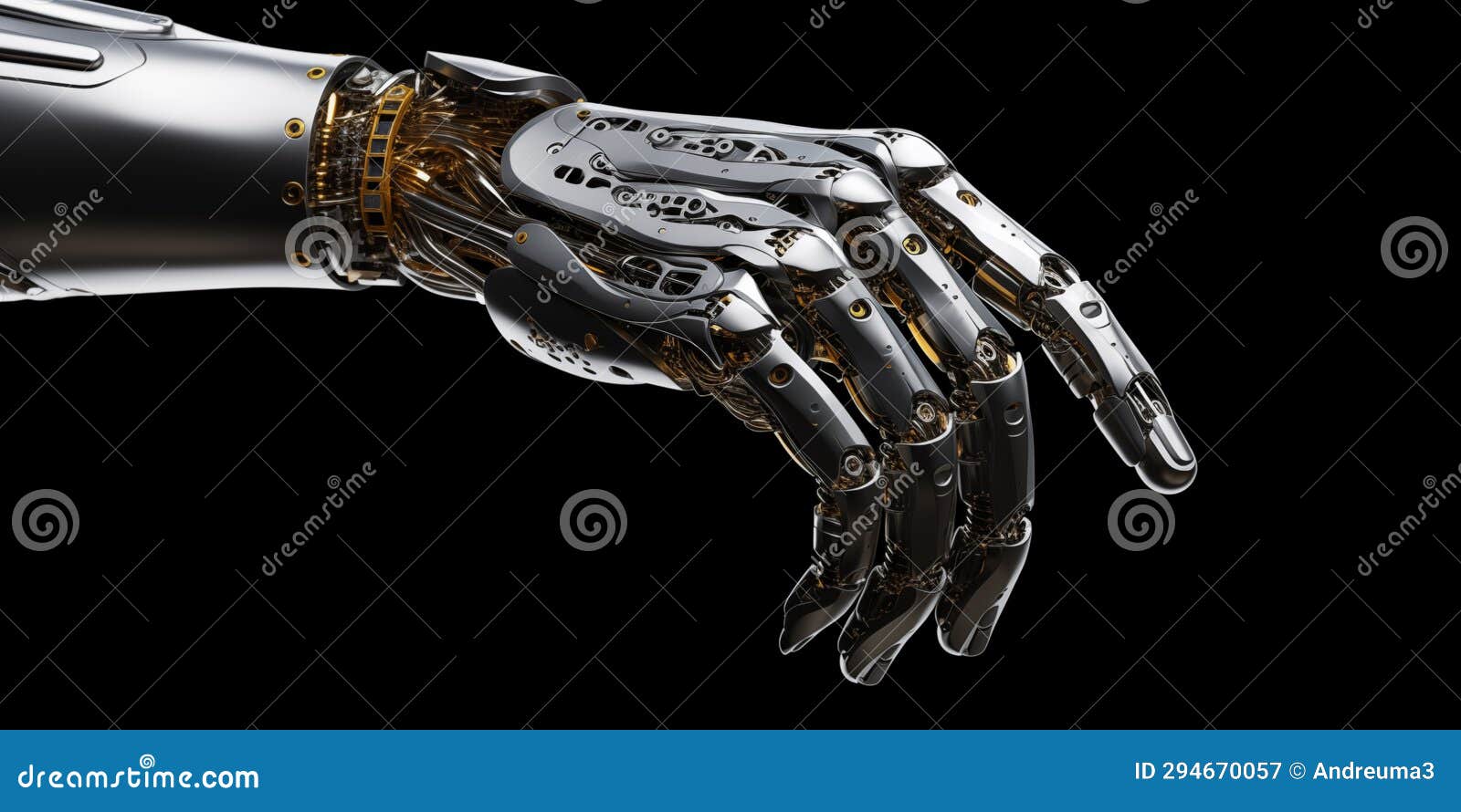 Robot Hand Isolated on Black Background Stock Illustration ...