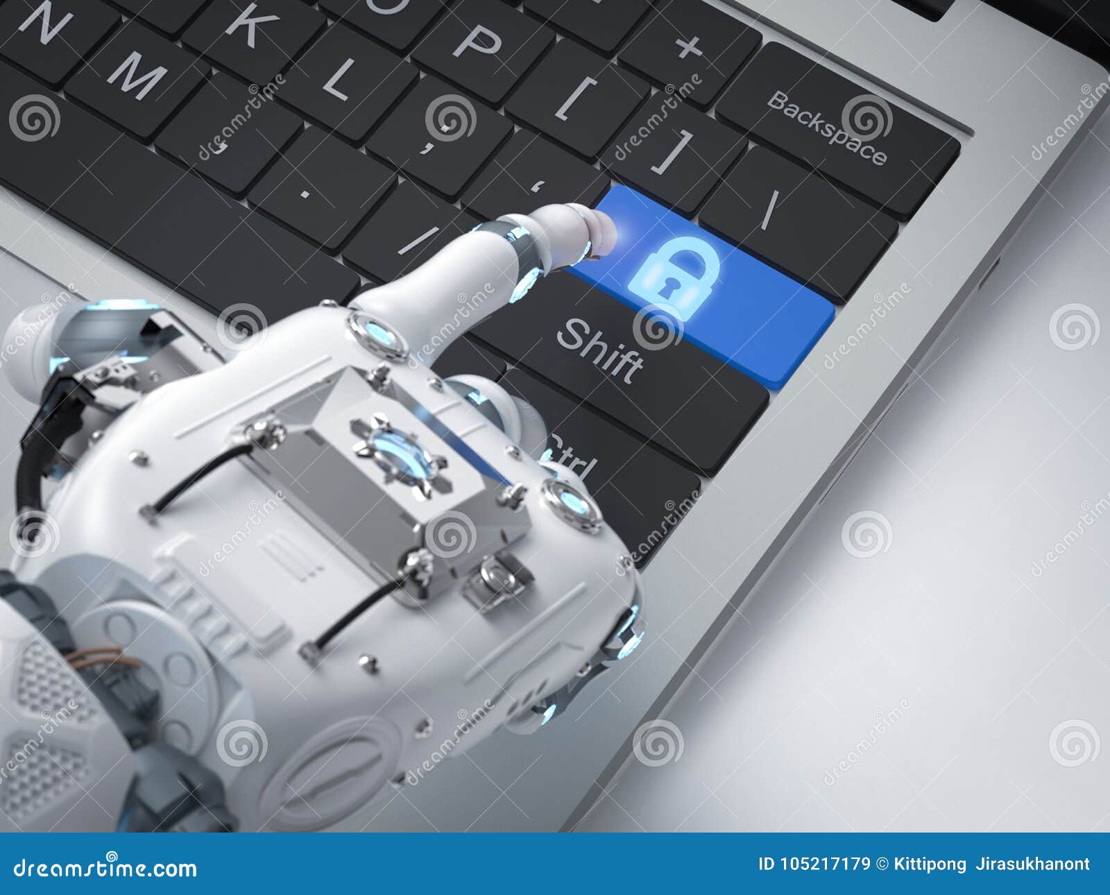 Robot Hand with Lock Button Stock Illustration - Illustration of lock ...