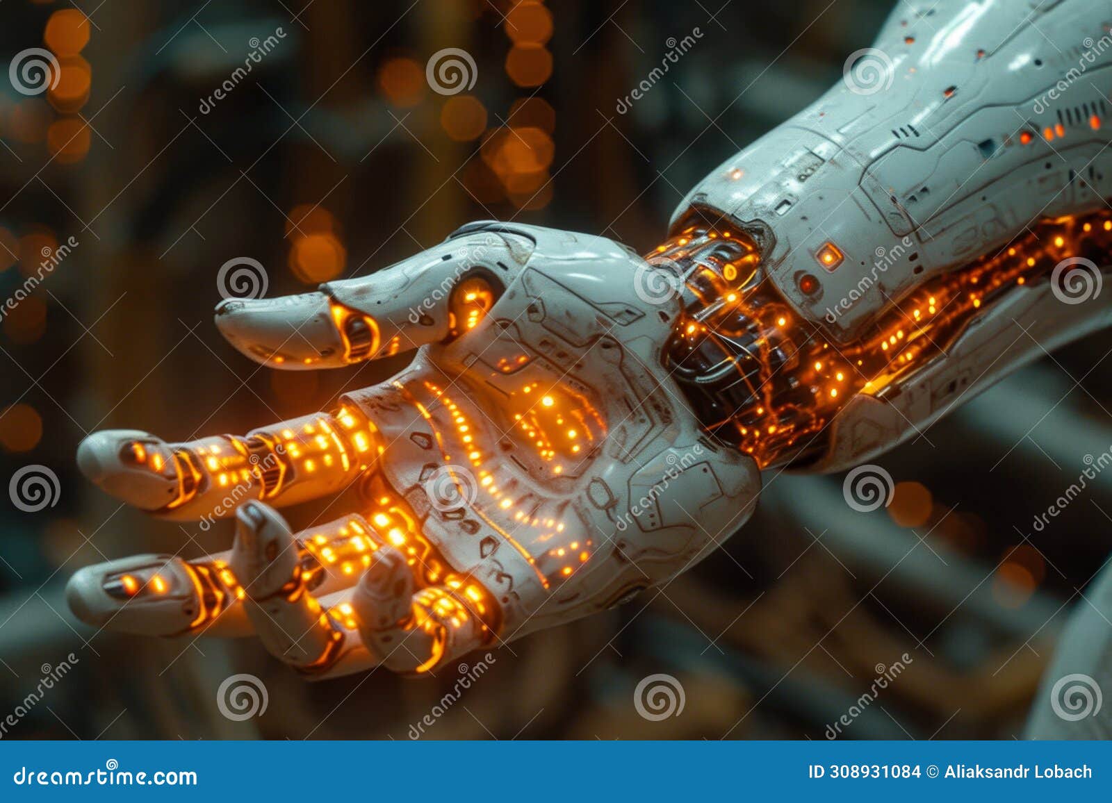 A Robot Hand with Mechanical Fingers. 3d Illustration Stock ...