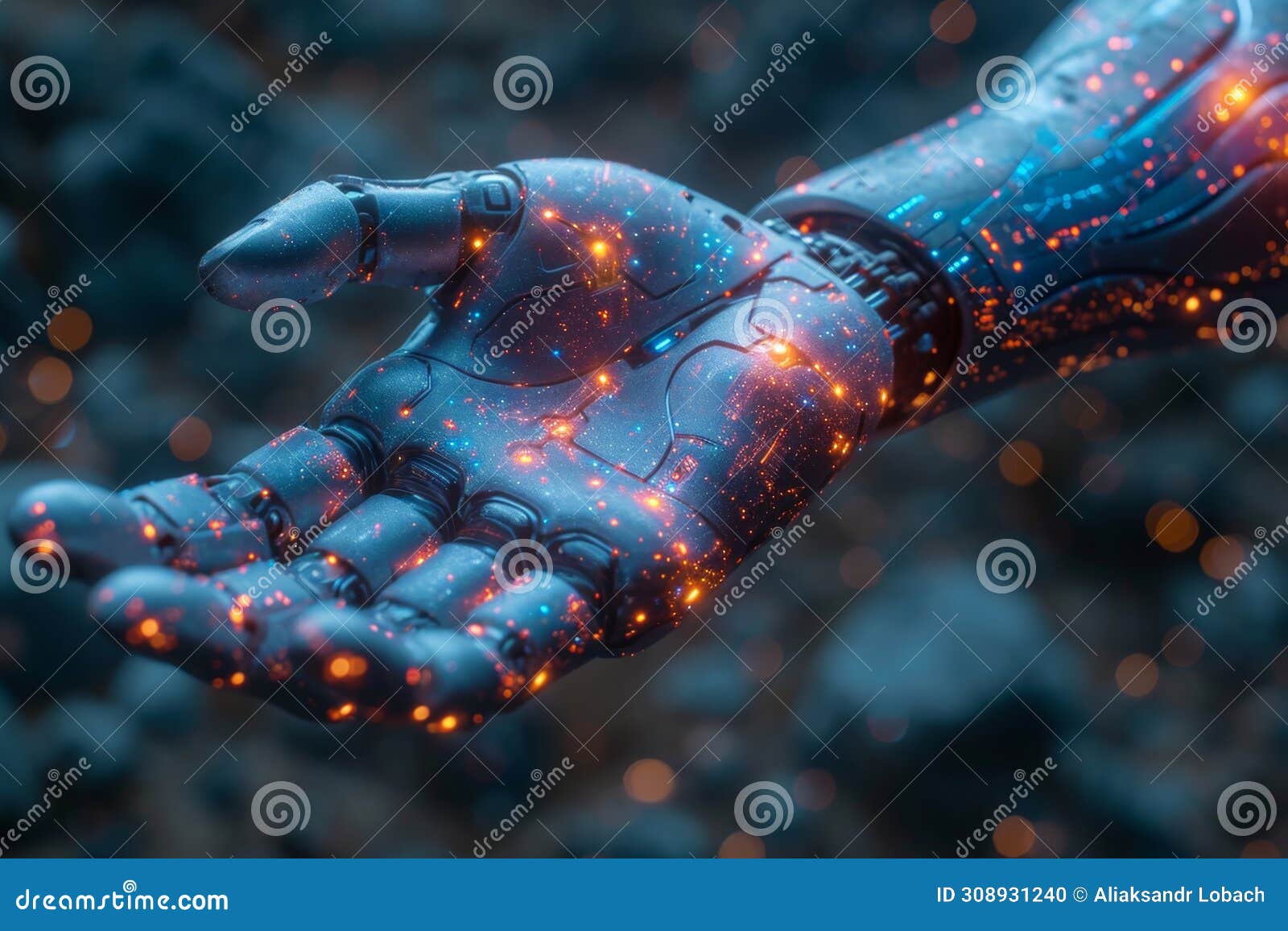 A Robot Hand with Mechanical Fingers. 3d Illustration Stock ...