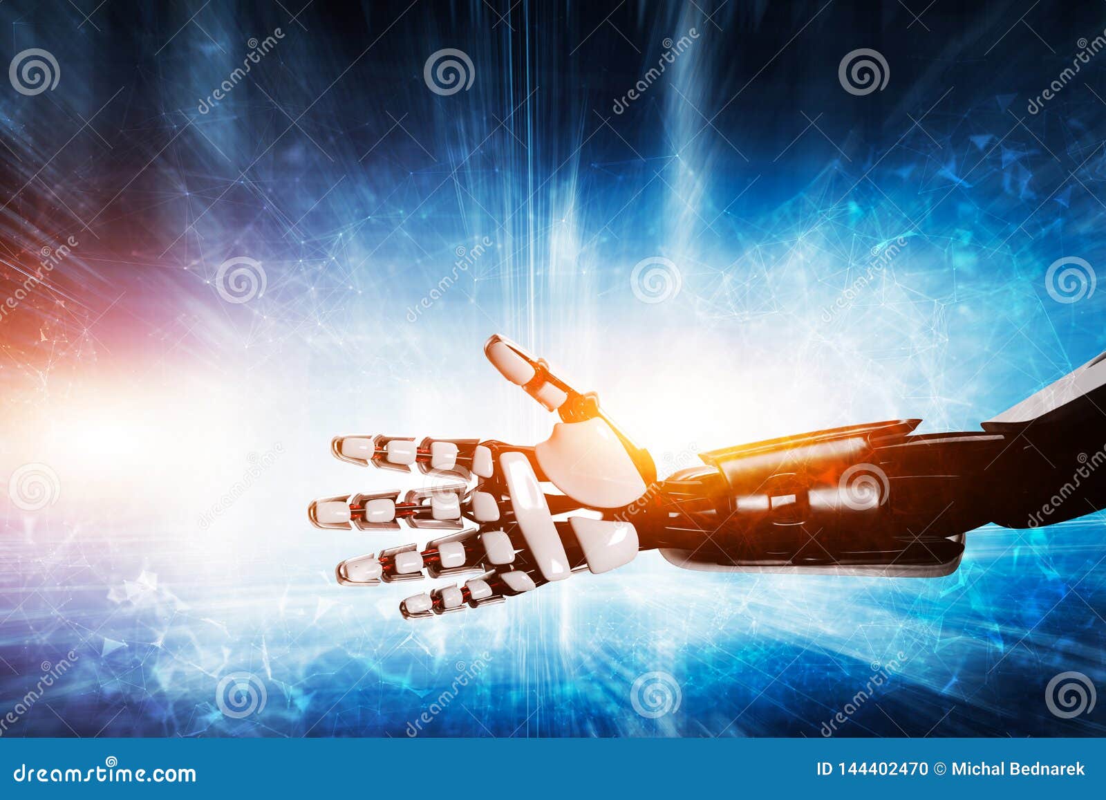 Robot Hand on Modern Background Stock Illustration - Illustration of ...