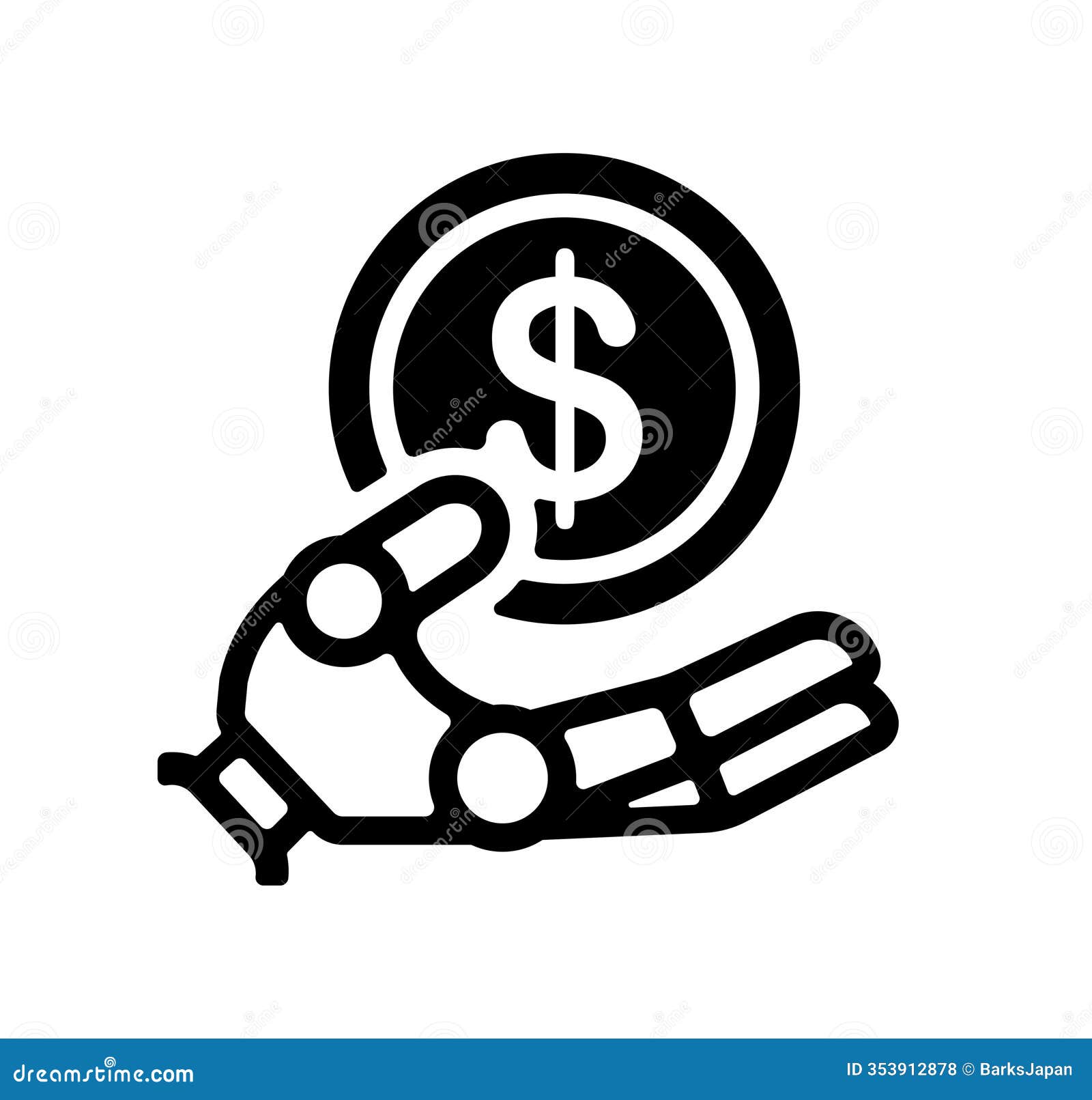 Robot Hand and Money (US Dollar) Vector Icon Illustration Stock ...