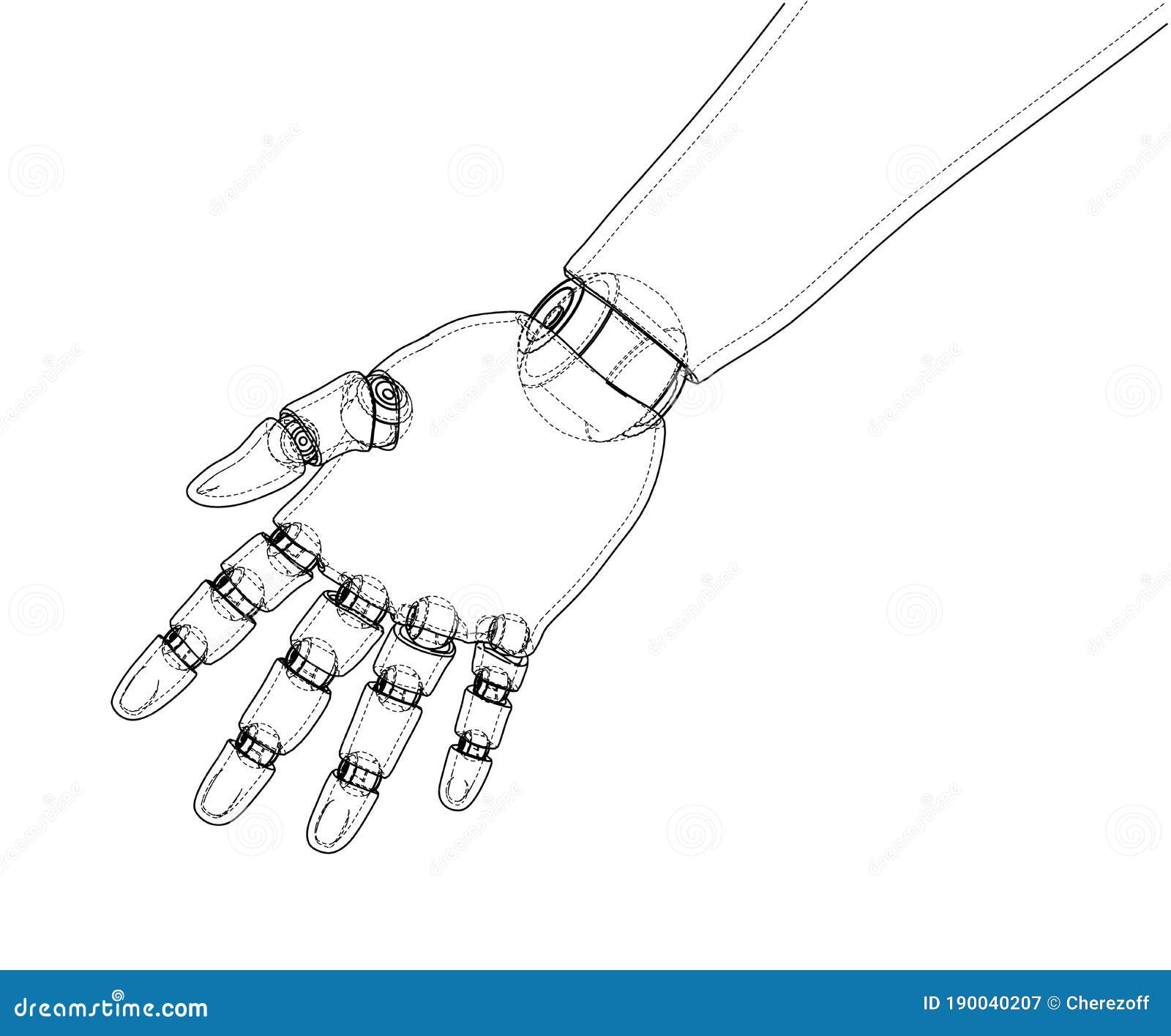 Robot Hand Outline. 3D Illustration Stock Illustration - Illustration ...