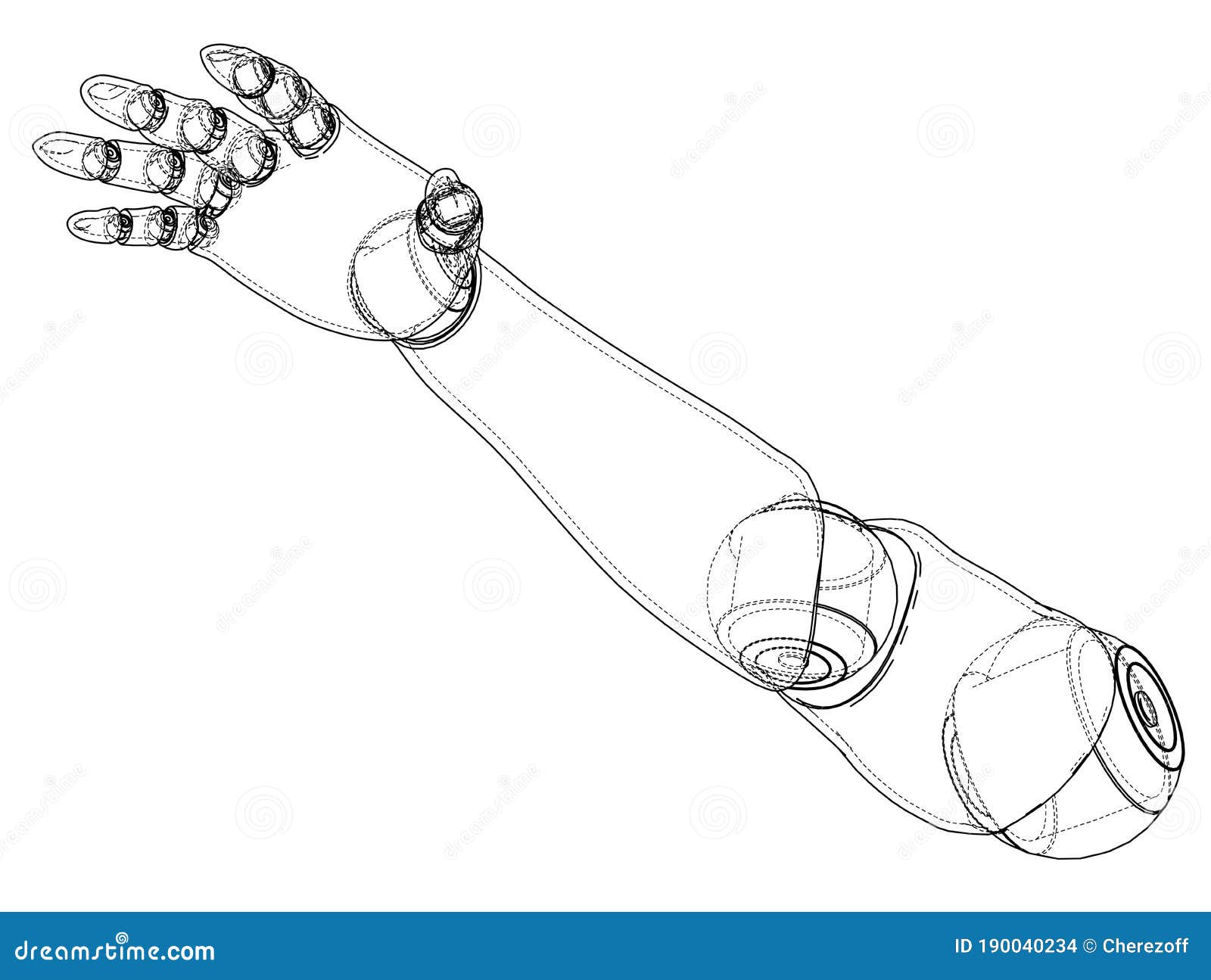 Robot Hand Outline. 3D Illustration Stock Illustration - Illustration ...
