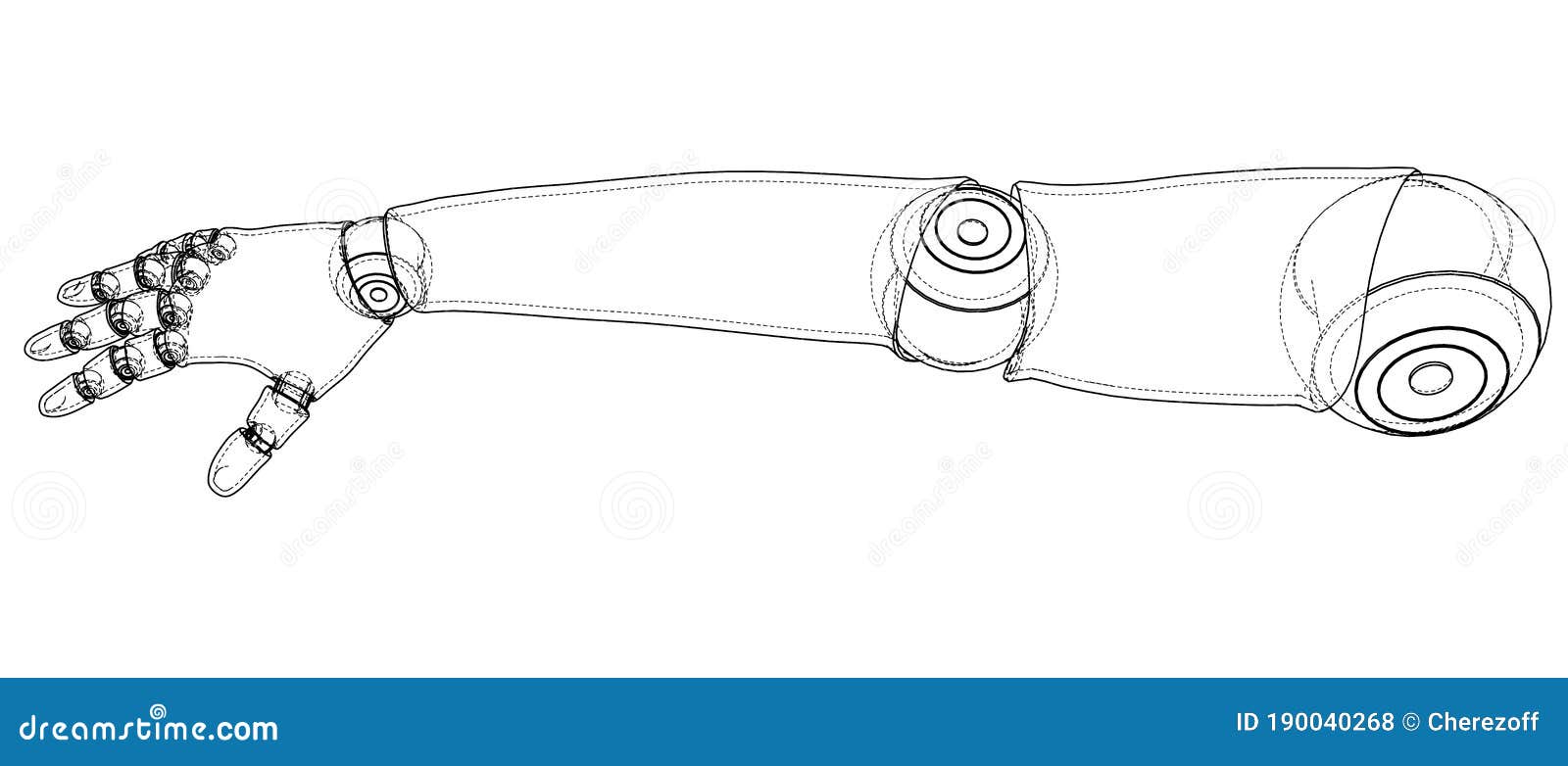 Robot Hand Outline. 3D Illustration Stock Illustration - Illustration ...