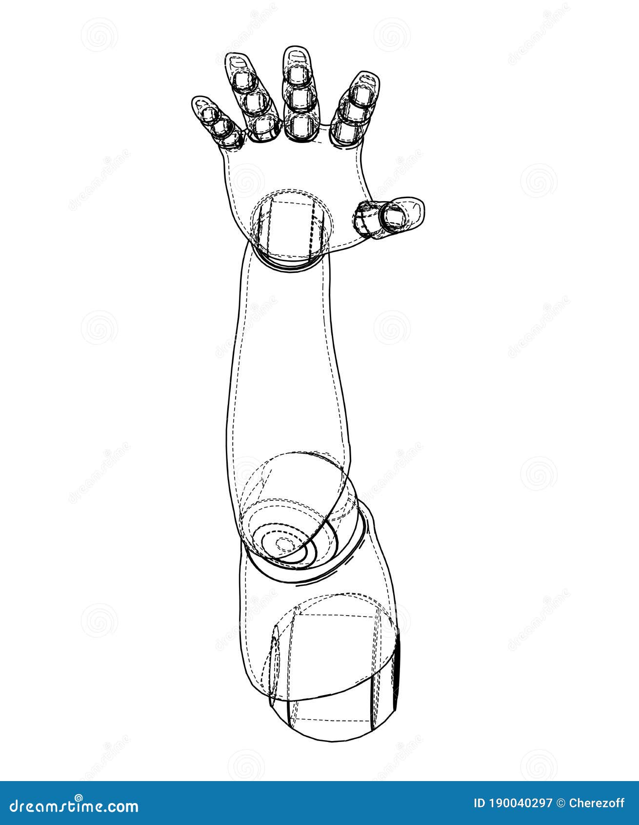 Robot Hand Outline. 3D Illustration Stock Illustration - Illustration ...