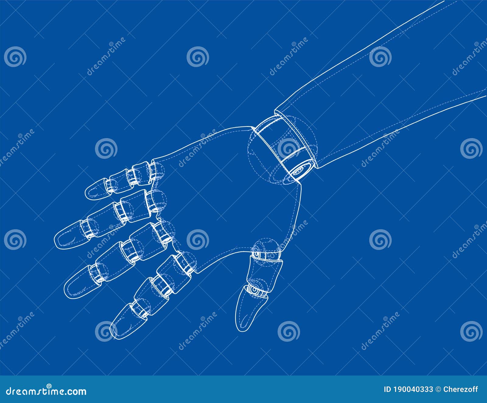 Robot Hand Outline. 3D Illustration Stock Illustration - Illustration ...