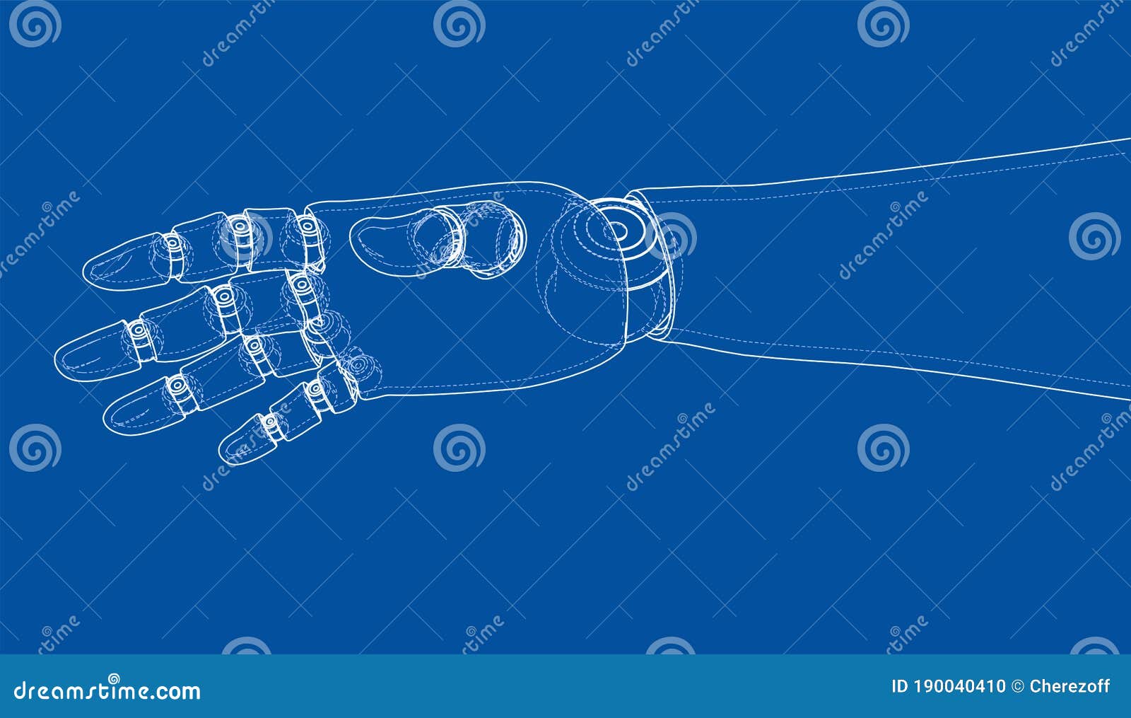 Robot Hand Outline. 3D Illustration Stock Illustration - Illustration ...
