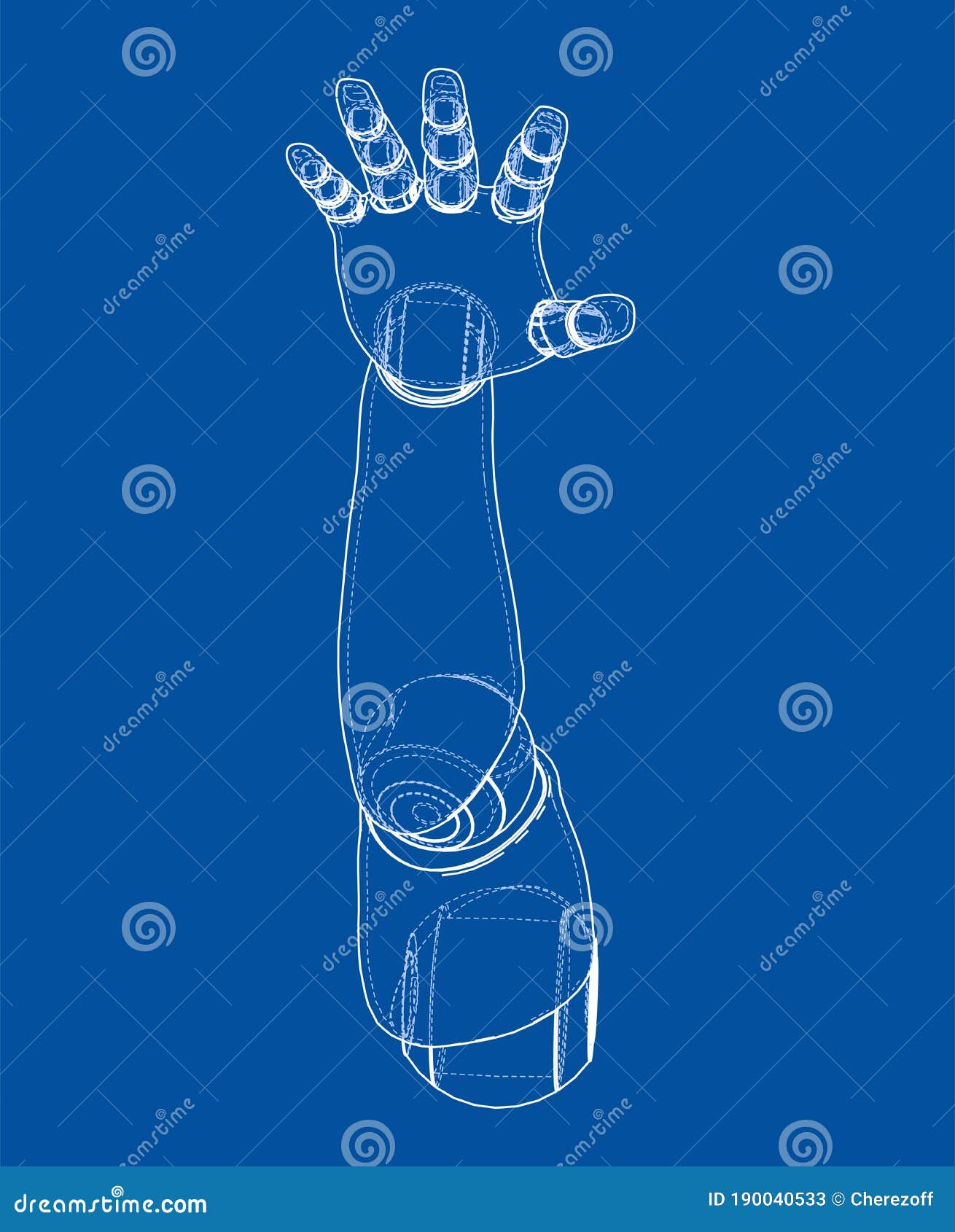 Robot Hand Outline. 3D Illustration Stock Illustration - Illustration ...