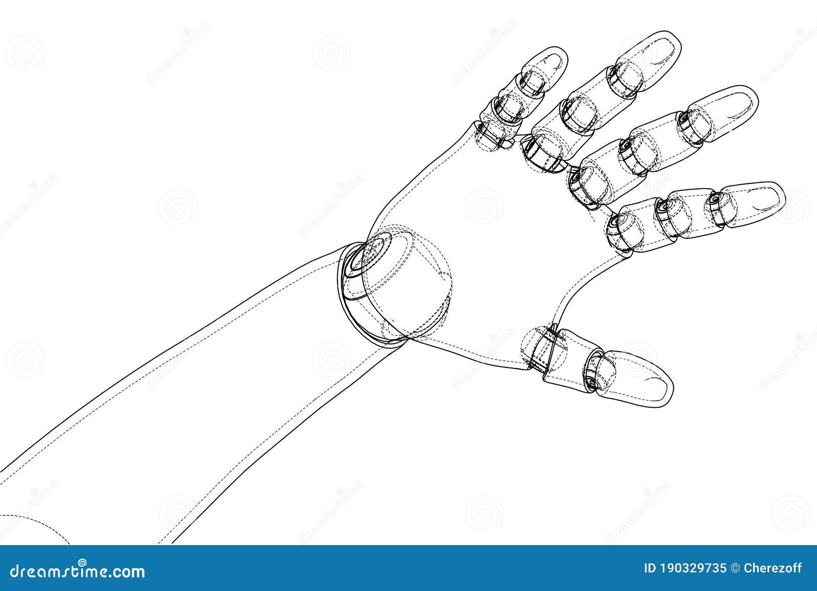 Robot Hand Outline. 3D Illustration Stock Illustration - Illustration ...