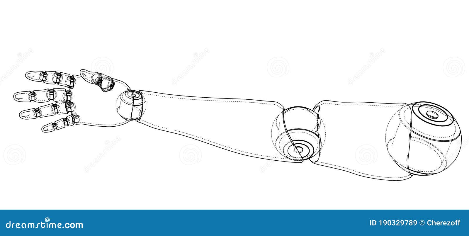 Robot Hand Outline. 3D Illustration Stock Illustration - Illustration ...