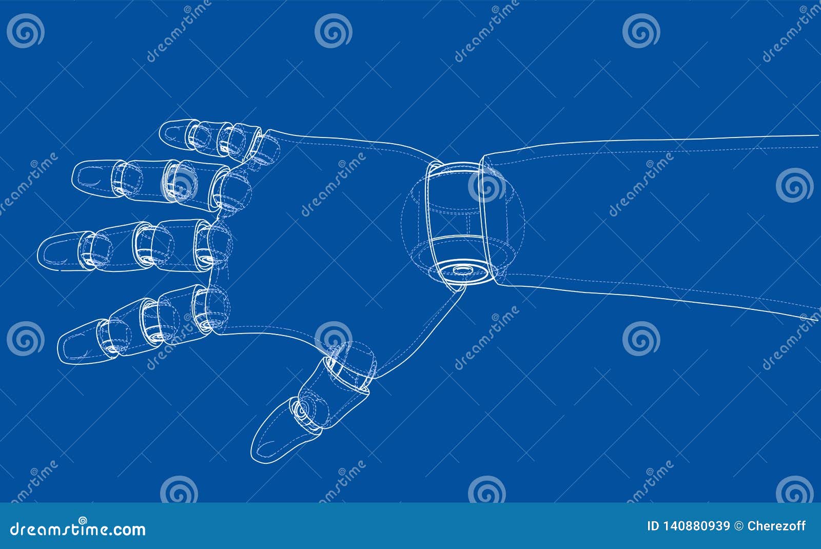 Robot Hand Outline. Vector Rendering of 3d Stock Vector - Illustration ...