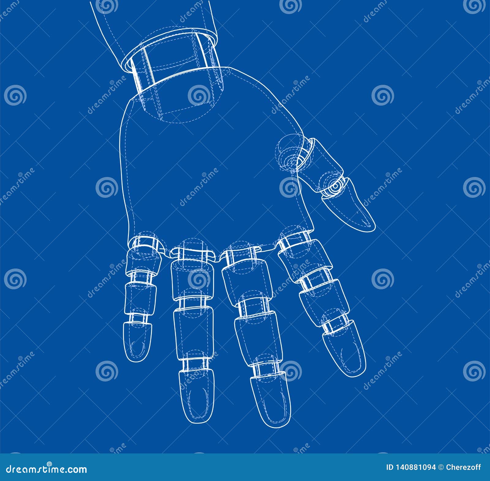Robot Hand Outline. Vector Rendering of 3d Stock Vector - Illustration of robotic, drawing ...