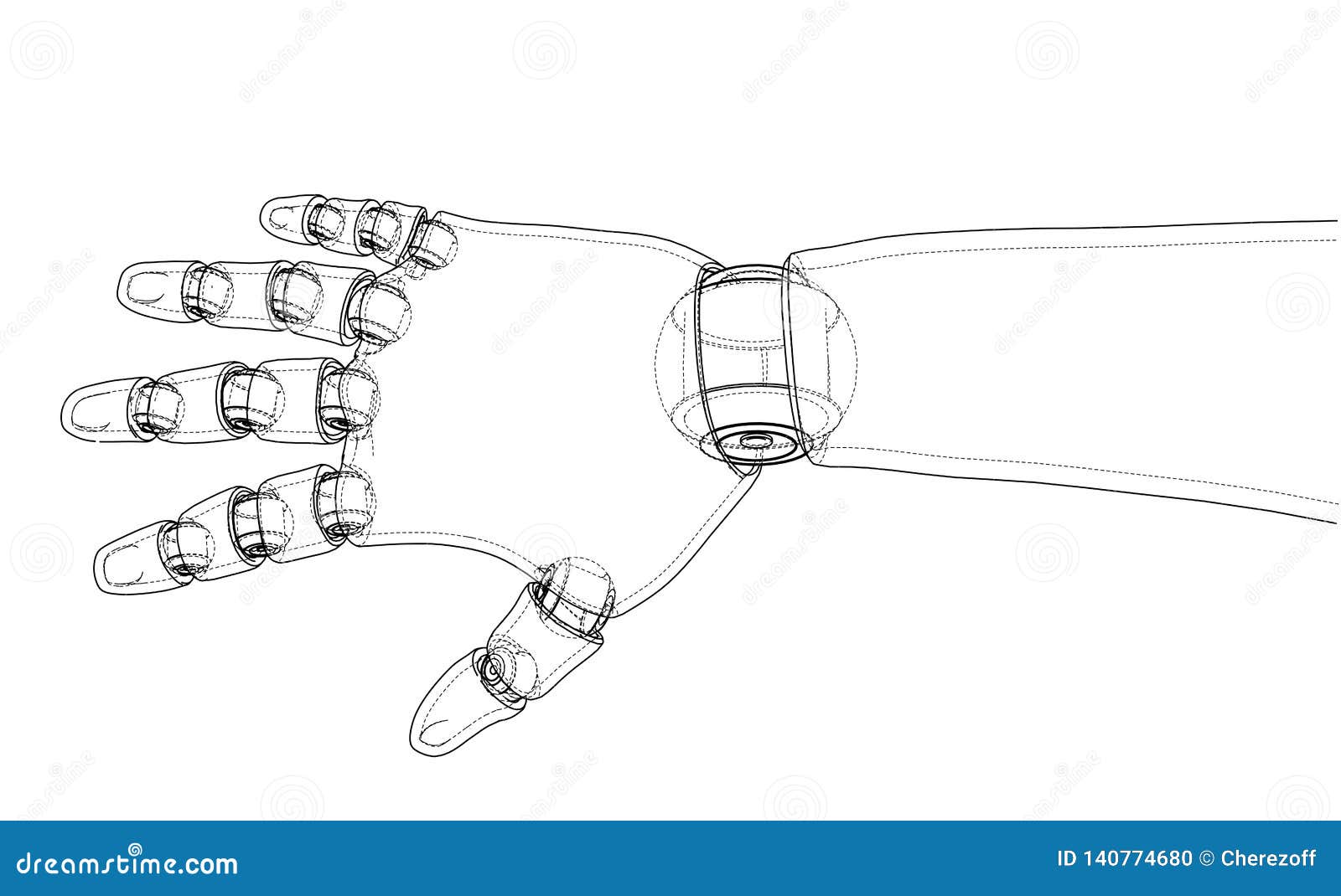 Robot Hand Outline. Vector Rendering of 3d Stock Vector - Illustration ...