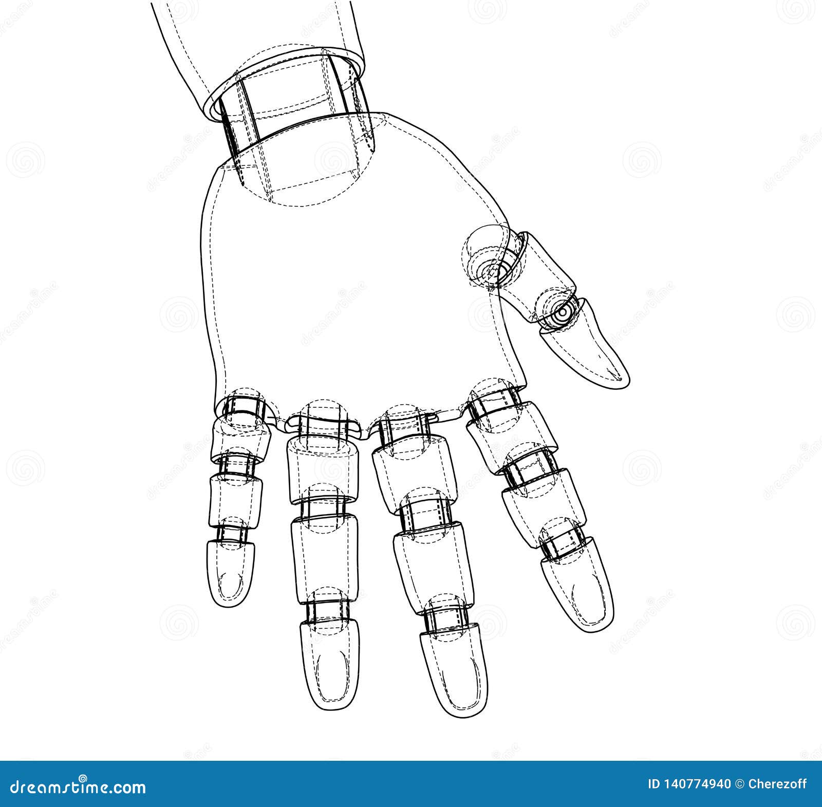 Robot Hand Outline. Vector Rendering of 3d Stock Vector - Illustration ...