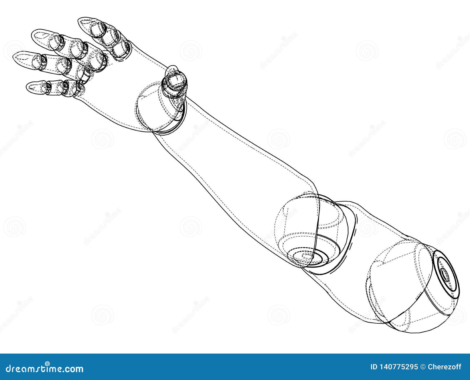 Robot Hand Outline. Vector Rendering of 3d Stock Vector - Illustration ...