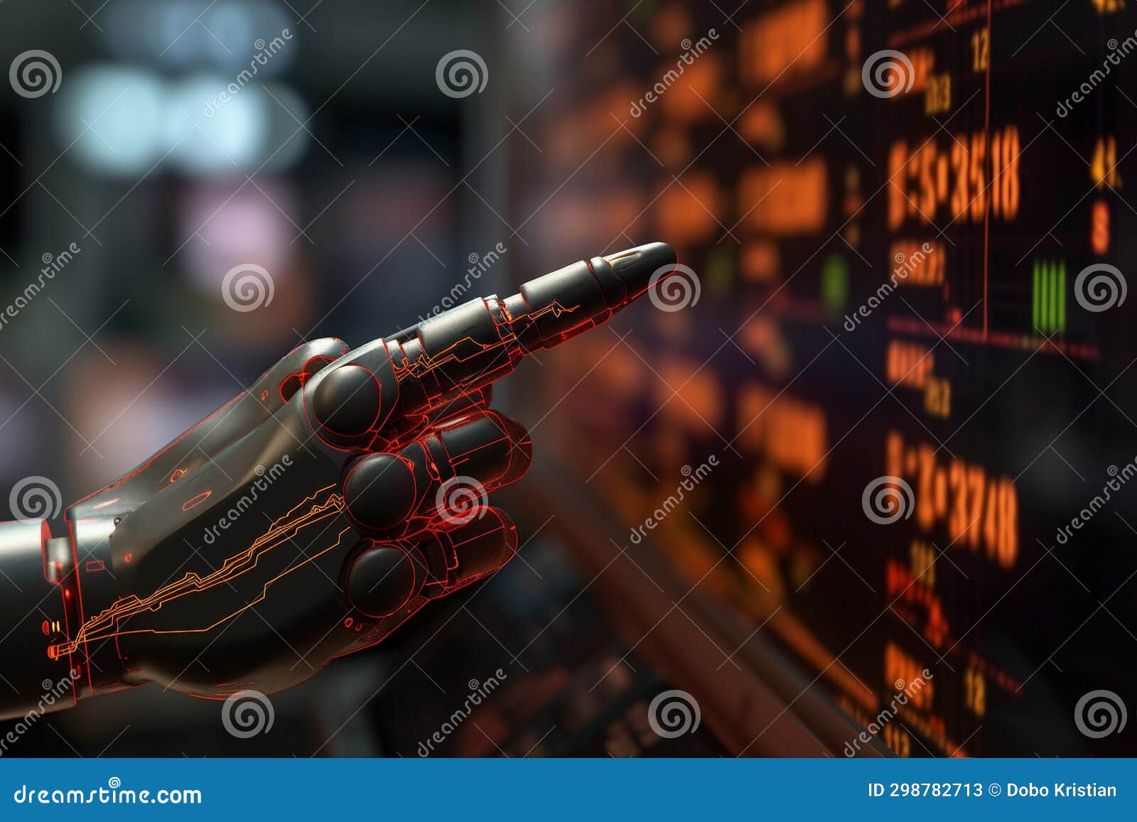 Robot Hand Point To Trade Chart Stock Illustration - Illustration of ...