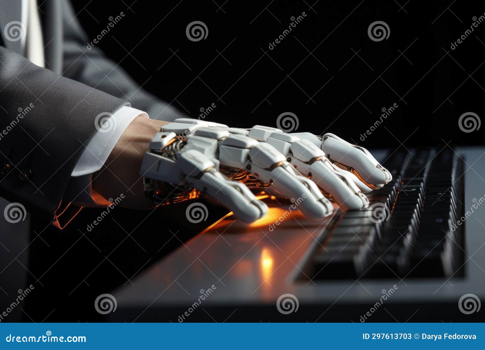Robot Hand Press the Button on Keyboard. Stock Image - Image of ...
