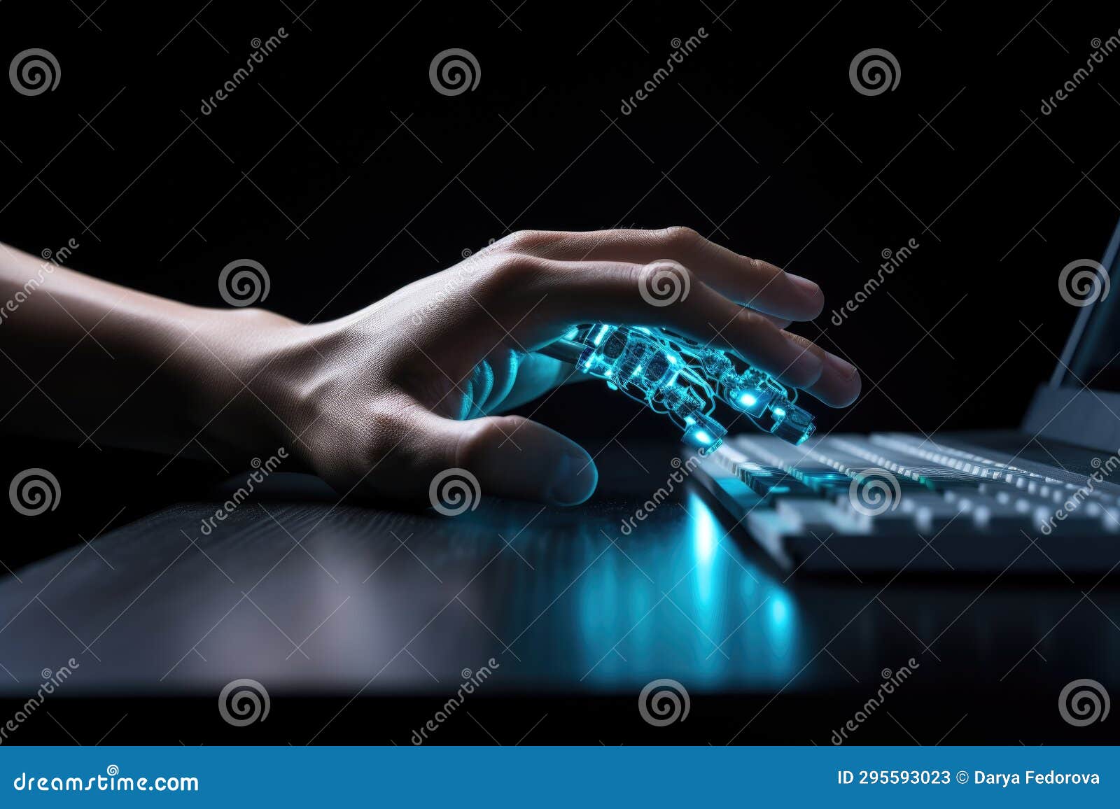 Robot Hand Press the Button on Keyboard. Stock Image - Image of ...