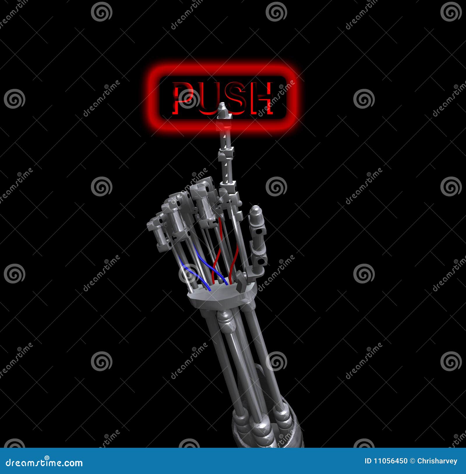 Robot Hand Pushing Button stock illustration. Illustration of ...