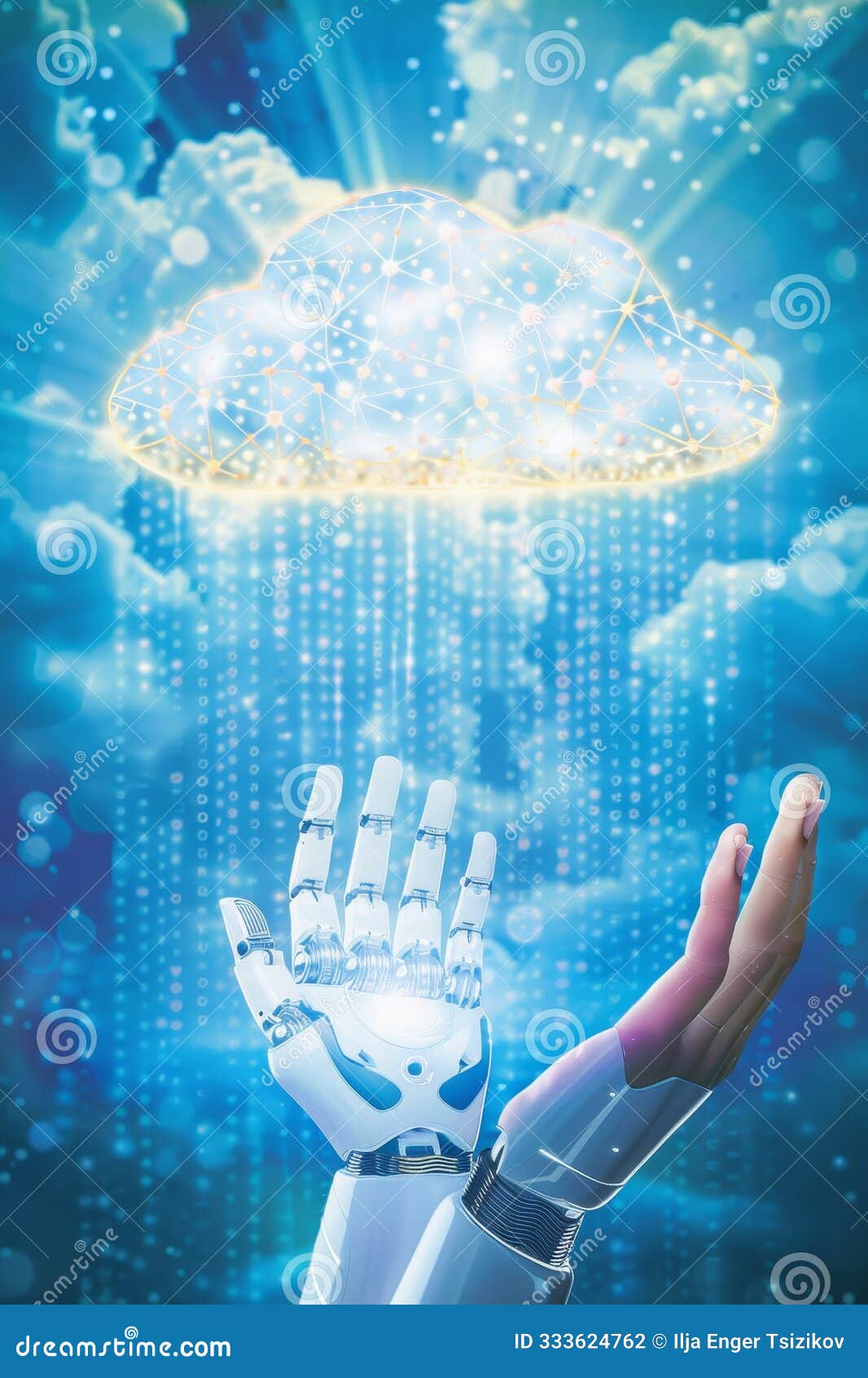 Robot Hand Reaching for AI Cloud Computing Technology, Digital Transformation Innovation Stock ...