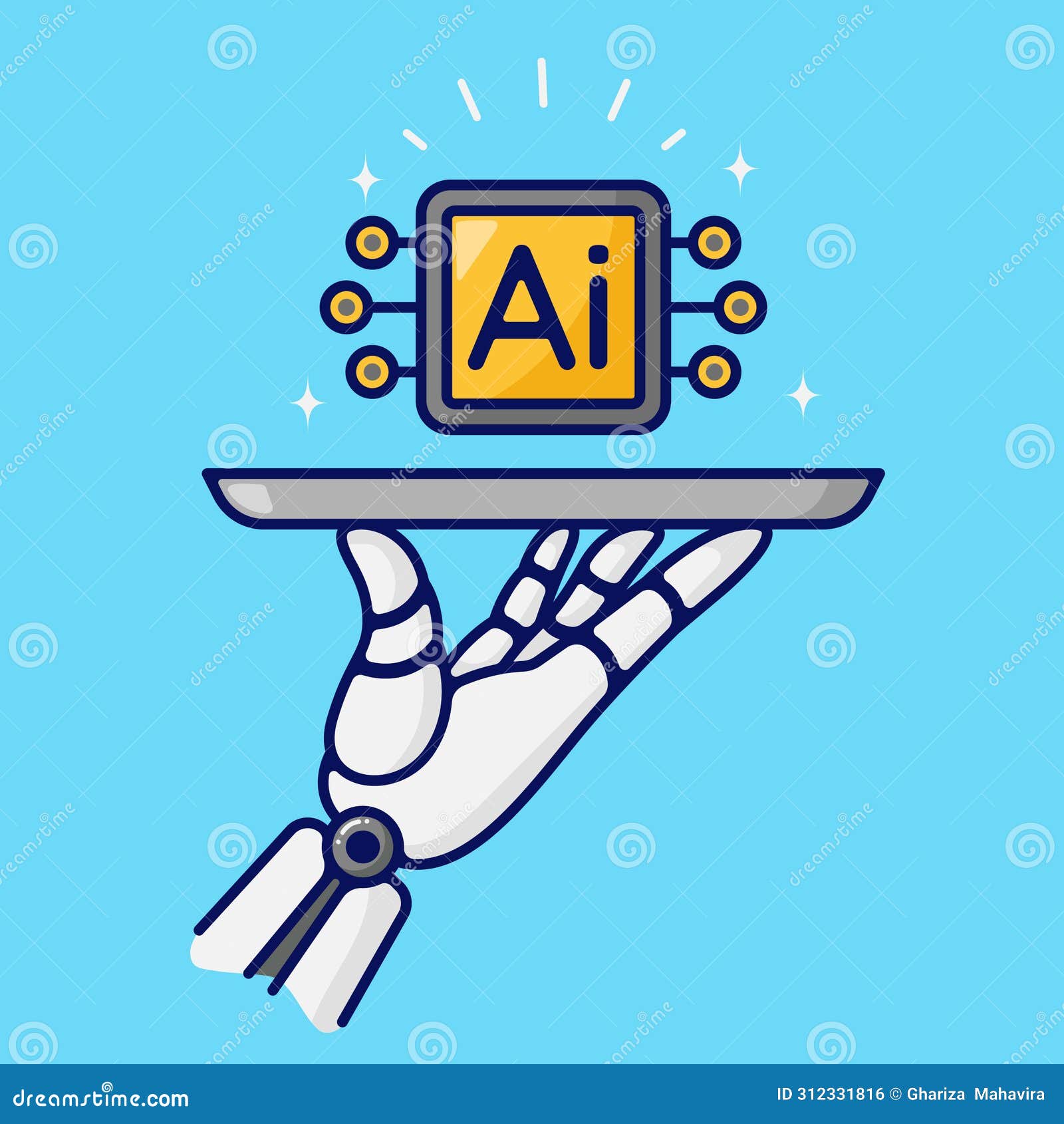 Robot Hand Serve Artificial Intelligence Computer Chip Stock Vector ...