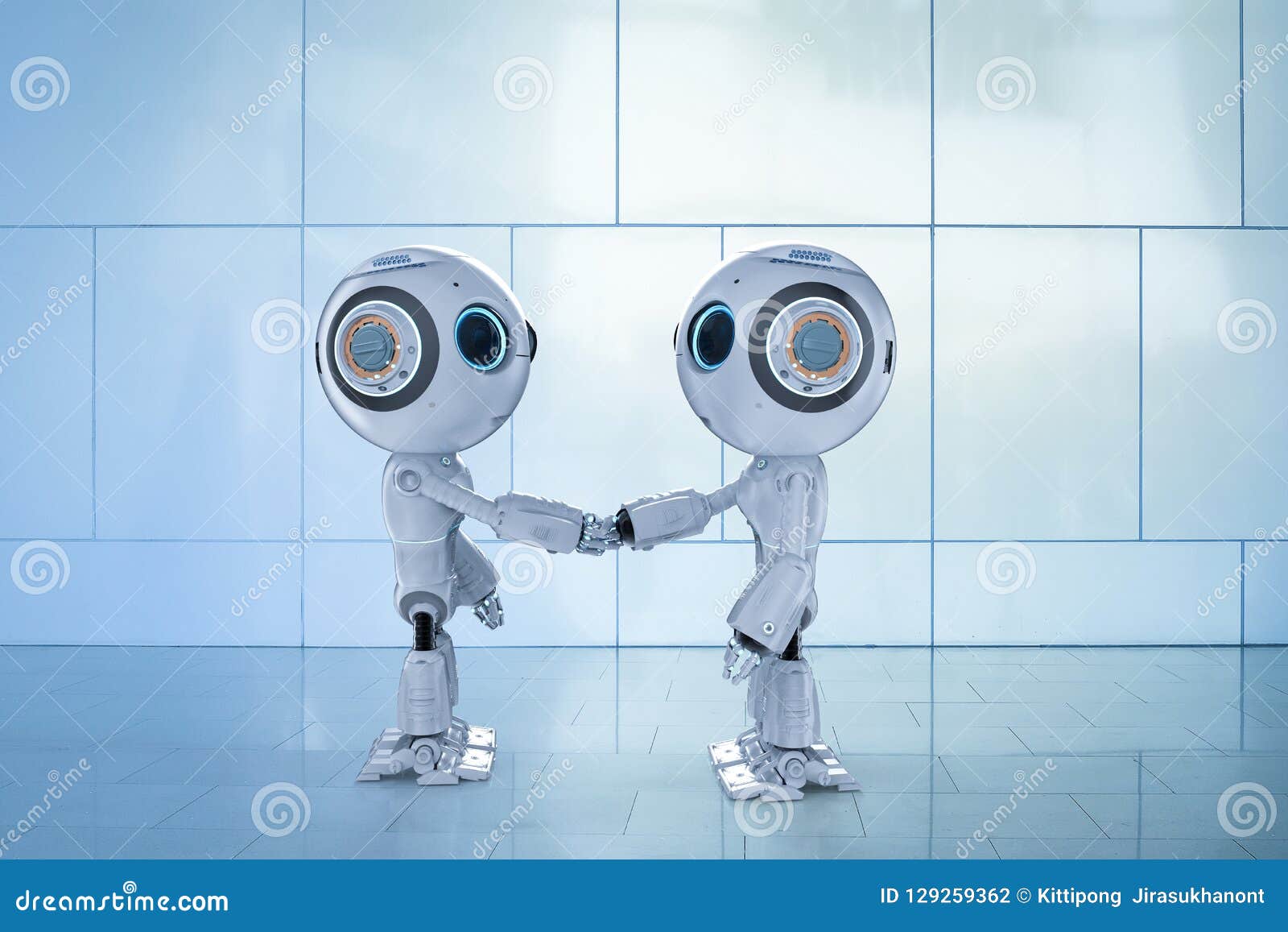 Robot hand shake stock illustration. Illustration of automaton - 129259362
