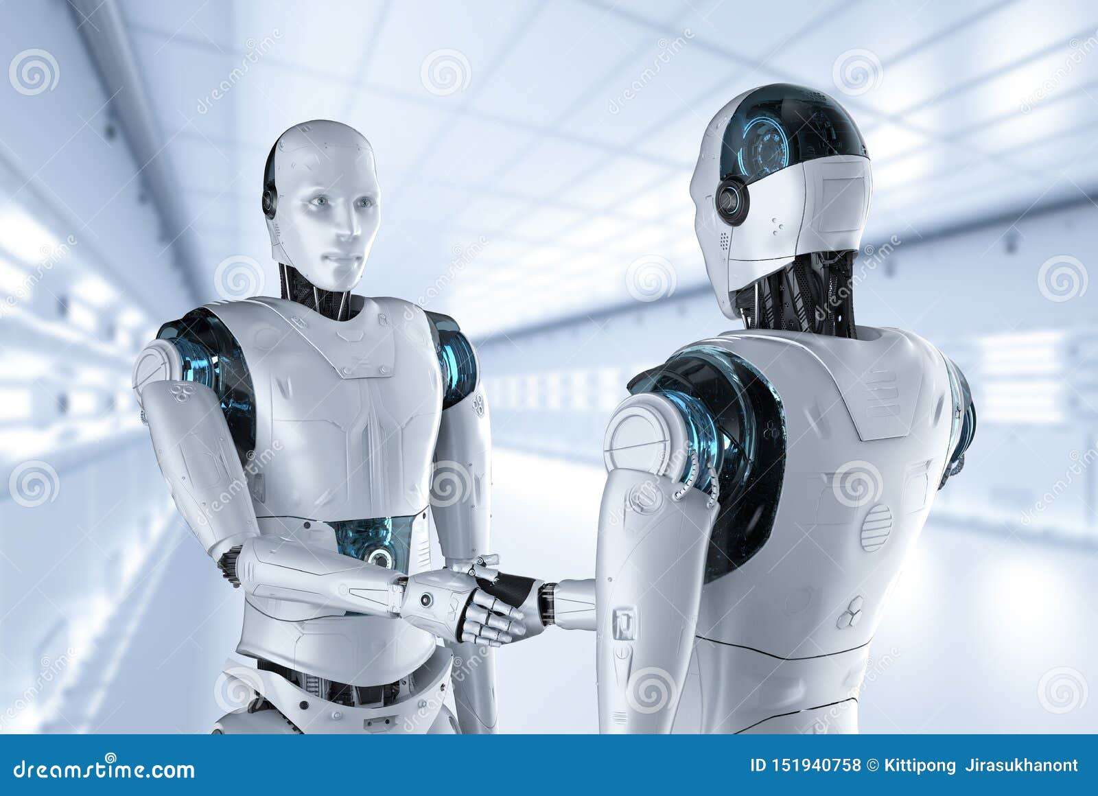 Robot hand shake stock illustration. Illustration of cyborg - 151940758