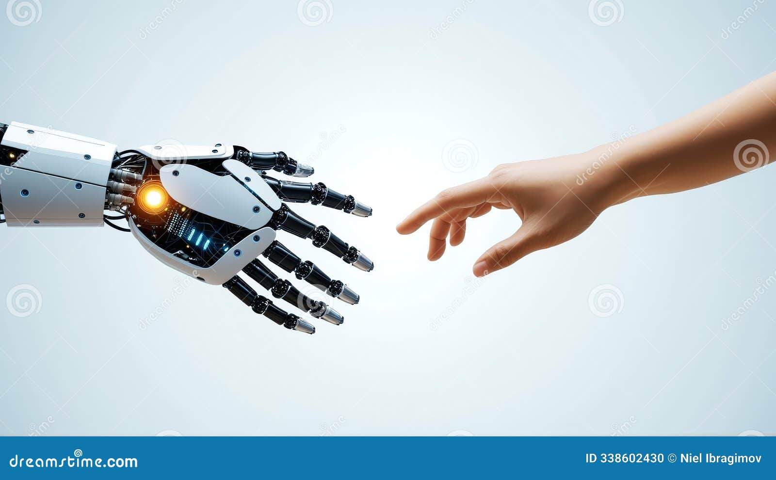 Robot Hand Shaking with Human Hand Symbolizing Future Cooperation Stock ...