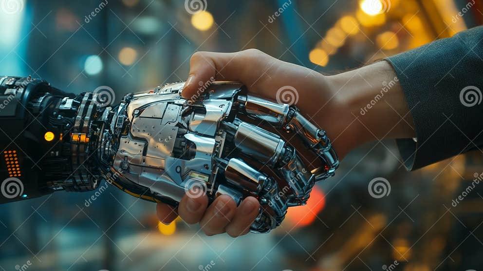 Robot Hand Shaking with Human a Symbol of Future Business Cooperation ...