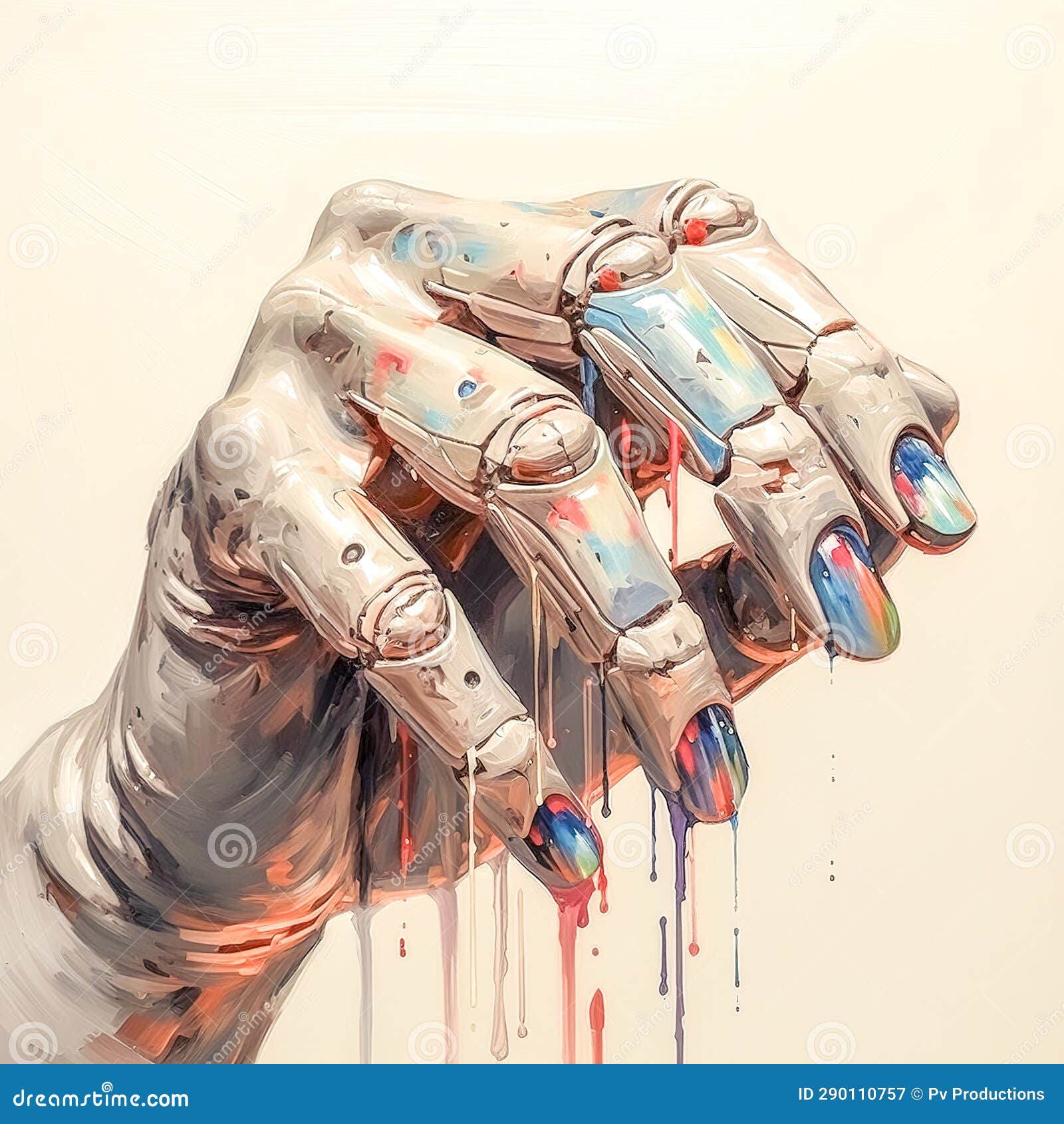 Robot Hand Stained with Paint, Generative AI. Stock Image - Image of ...