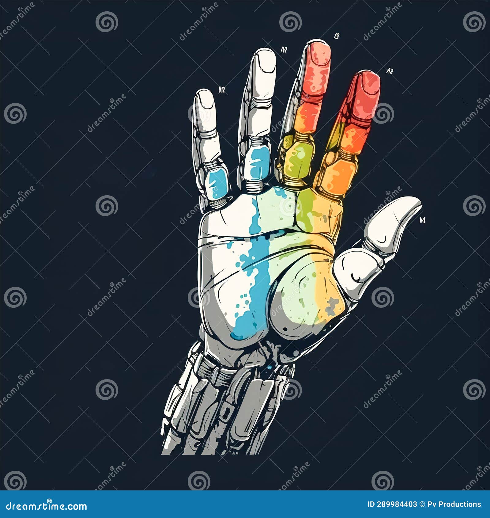Robot Hand Stained with Paint, Generative AI. Stock Image - Image of ...