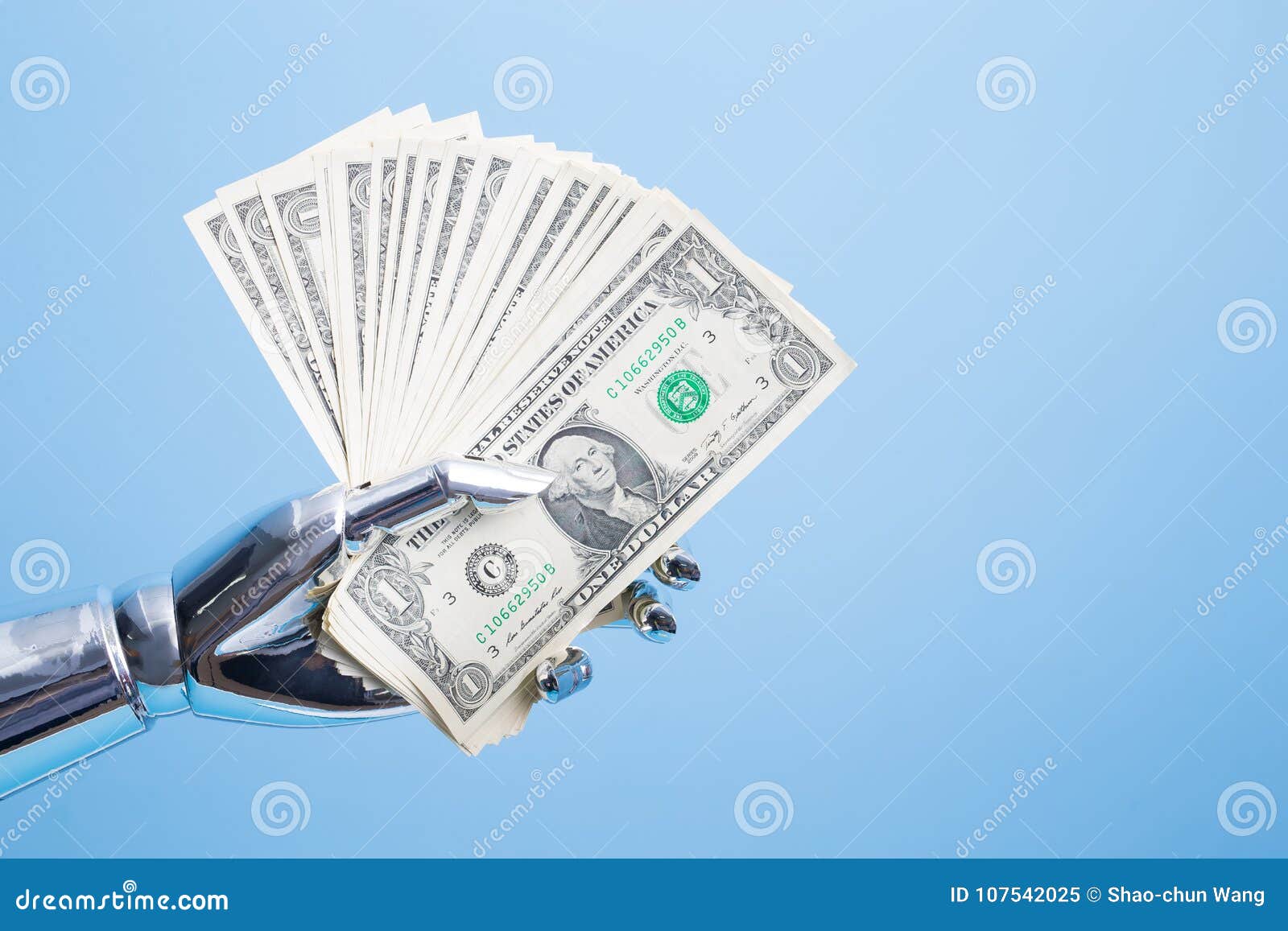 Robot hand take us dollar stock image. Image of intelligence - 107542025