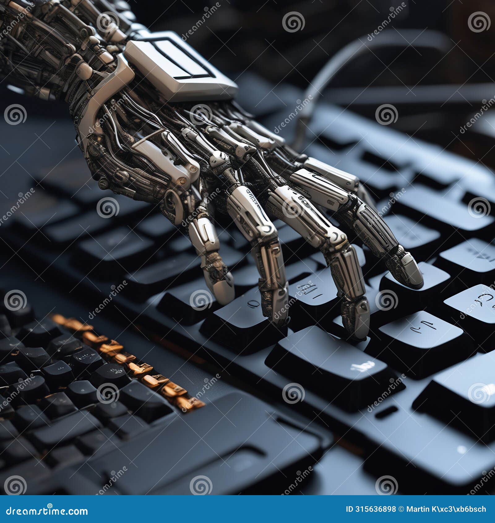 Robot Hand Taps on a Button. Future Technology that Will Make Work ...