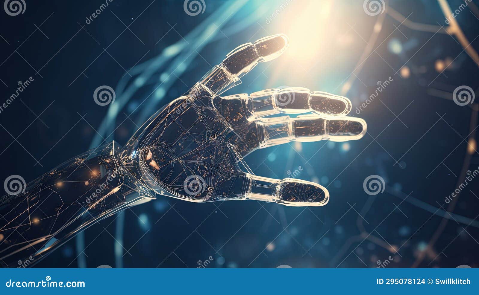 Robot Hand Technology Concept with Shiny Electronic Connections ...