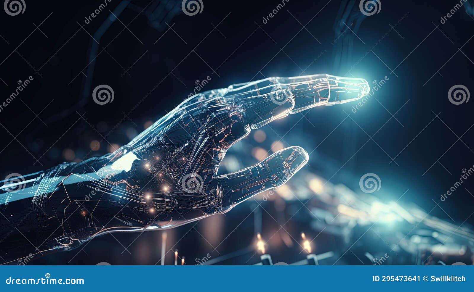 Robot Hand Technology Concept with Shiny Electronic Connections ...