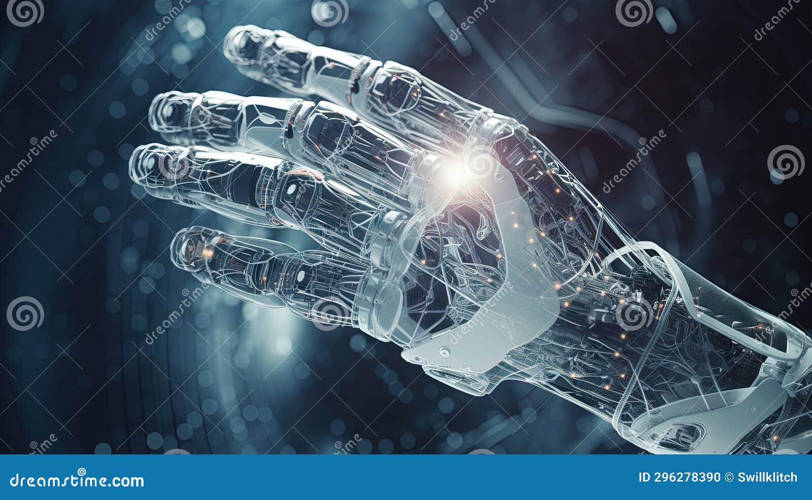 Robot Hand Technology Concept with Shiny Electronic Connections ...
