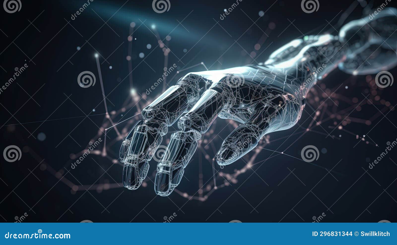 Robot Hand Technology Concept with Shiny Electronic Connections ...