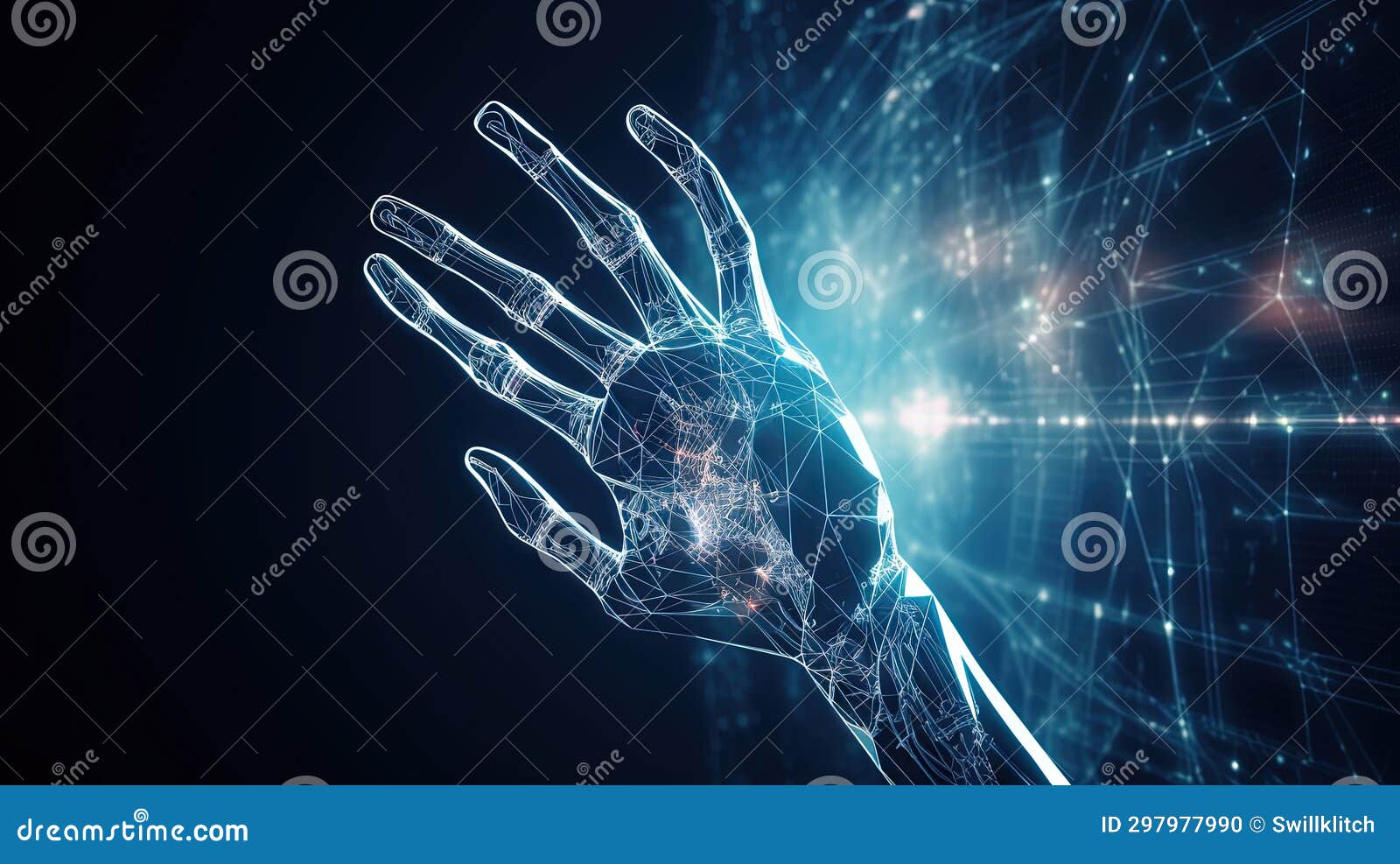 Robot Hand Technology Concept with Shiny Electronic Connections ...