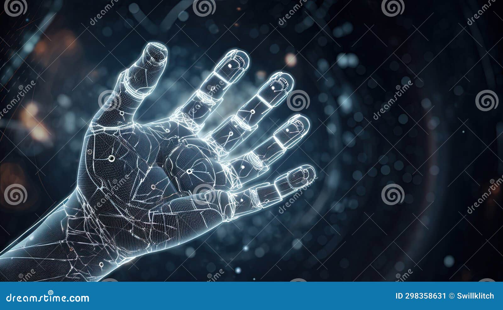 Robot Hand Technology Concept with Shiny Electronic Connections ...