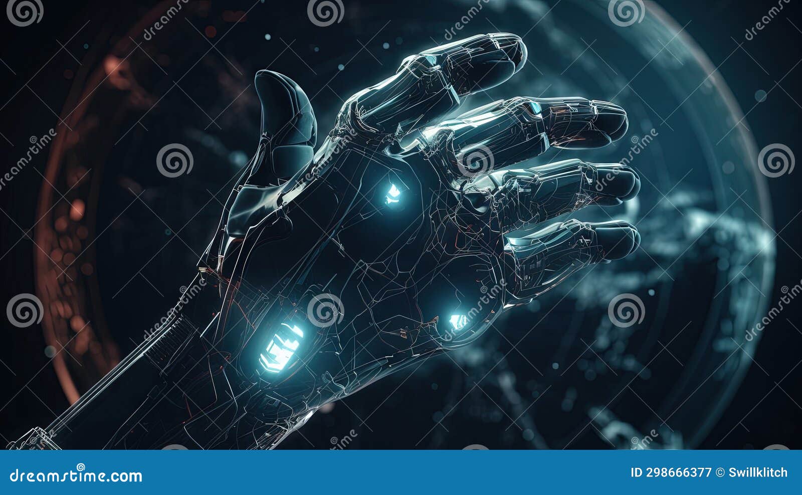 Robot Hand Technology Concept with Shiny Electronic Connections ...