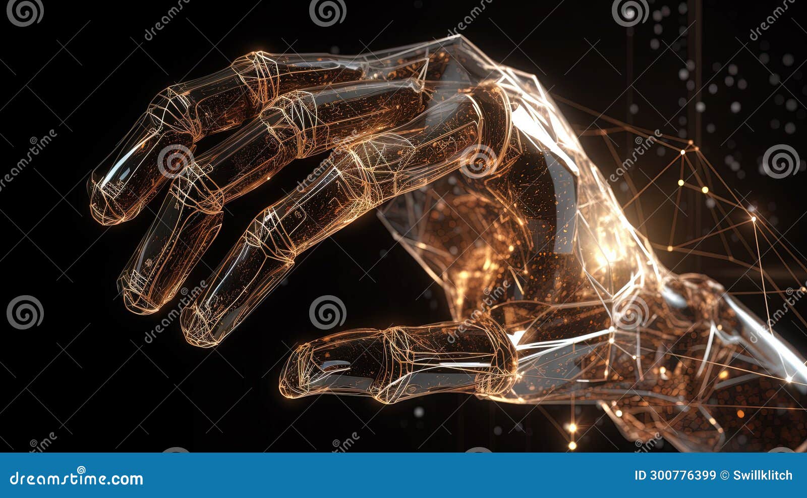 Robot Hand Technology Concept with Shiny Electronic Connections ...