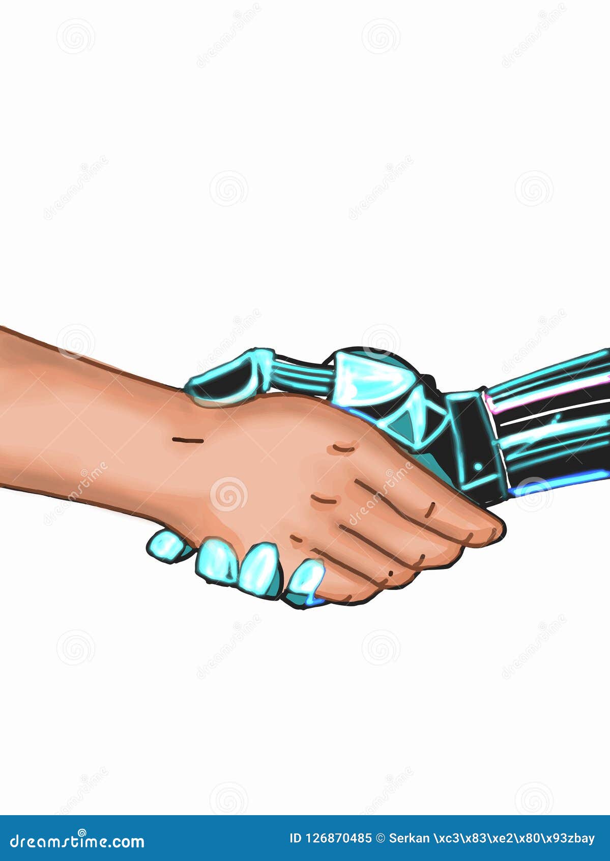 The Robot Hand To Shake Hands with People Illustration Drawing Stock ...