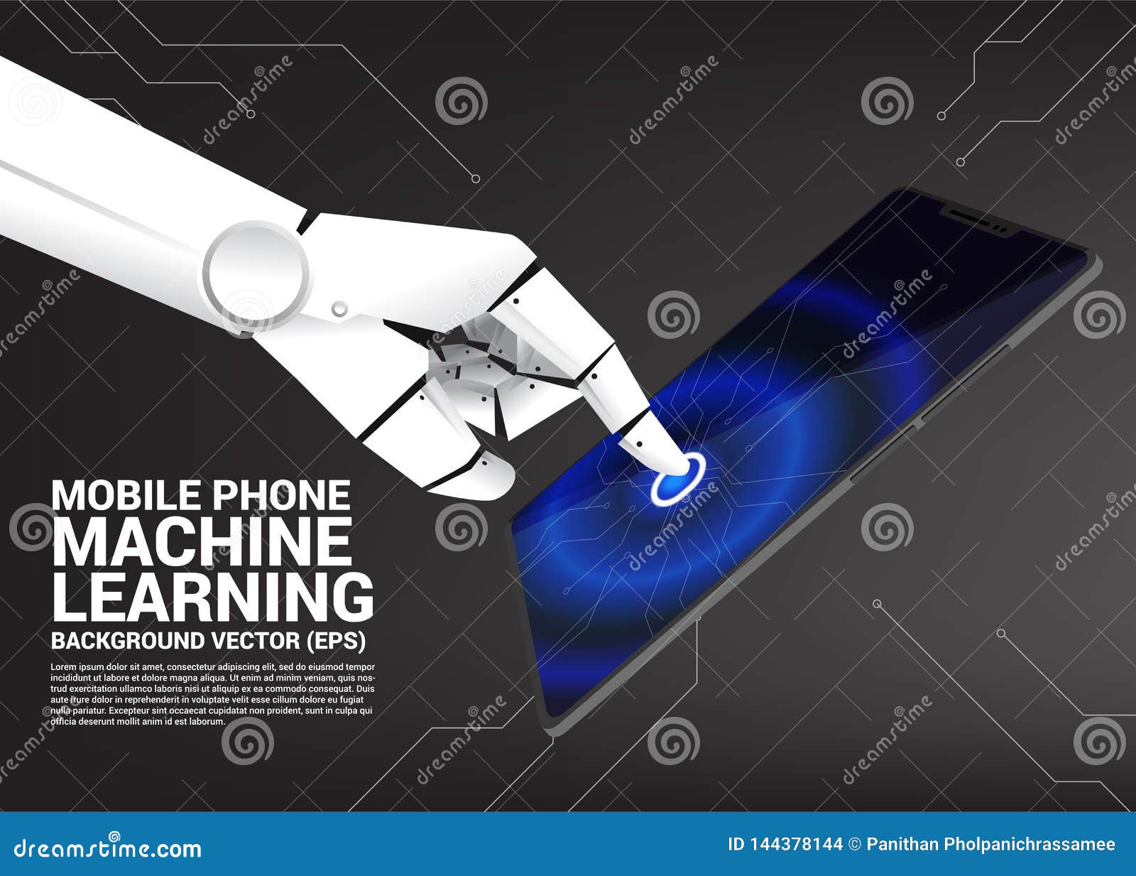 Robot Hand Touch on Screen of Mobile Phone. Stock Illustration ...