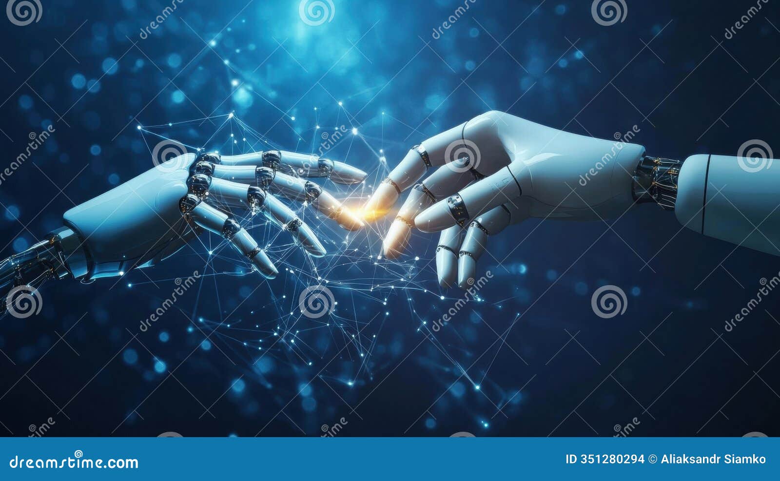 A Robot Hand Touching a Human Hand Stock Illustration - Illustration of ...