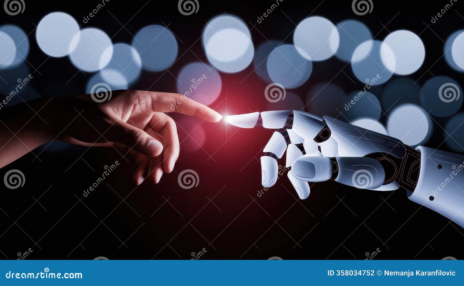 Robot Hand is Touching a Human Hand Stock Illustration - Illustration ...