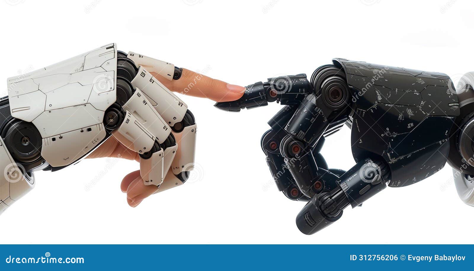 Robot Hand Touching Index Finger, Gesture Isolated on White Background ...