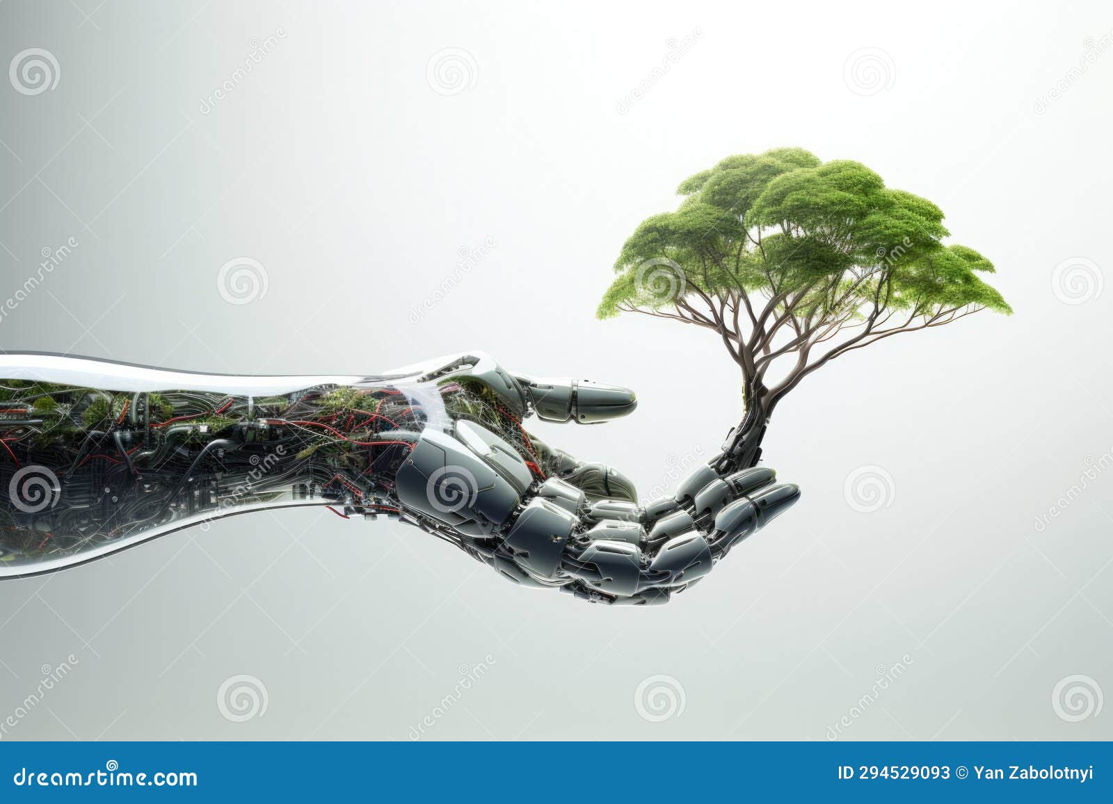 Robot Hand Tree Robot Hand Holding Tree Ai Technologyon White ...