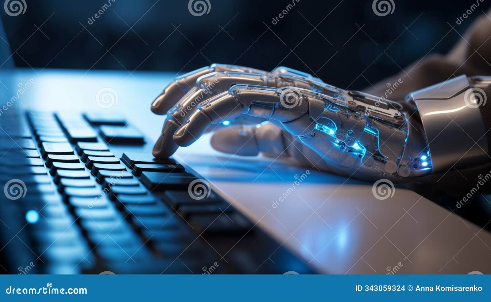 Robot Hand Typing on the Computer. the Concept of Artificial ...